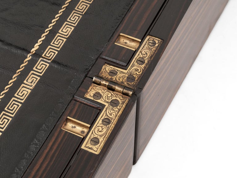 Antique Greek Key Calamander Brass Writing Box with SECRET compartment ...