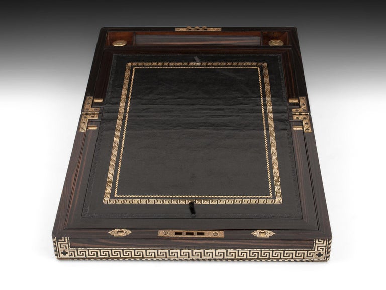 Antique Greek Key Calamander Brass Writing Box with SECRET compartment ...