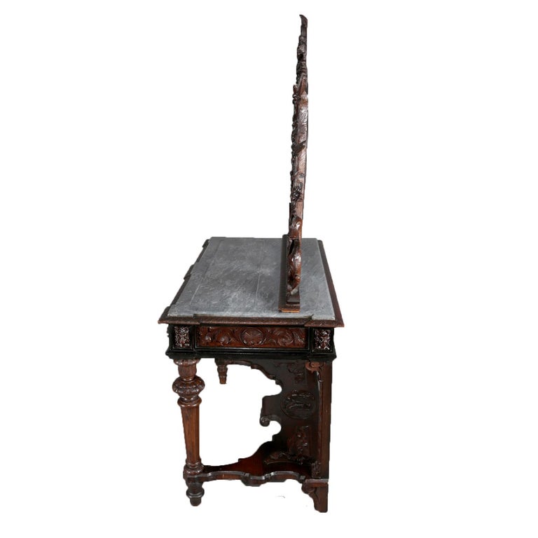 Antique Greek Revival Figural Carved Walnut Dressing Table with Mirror ...