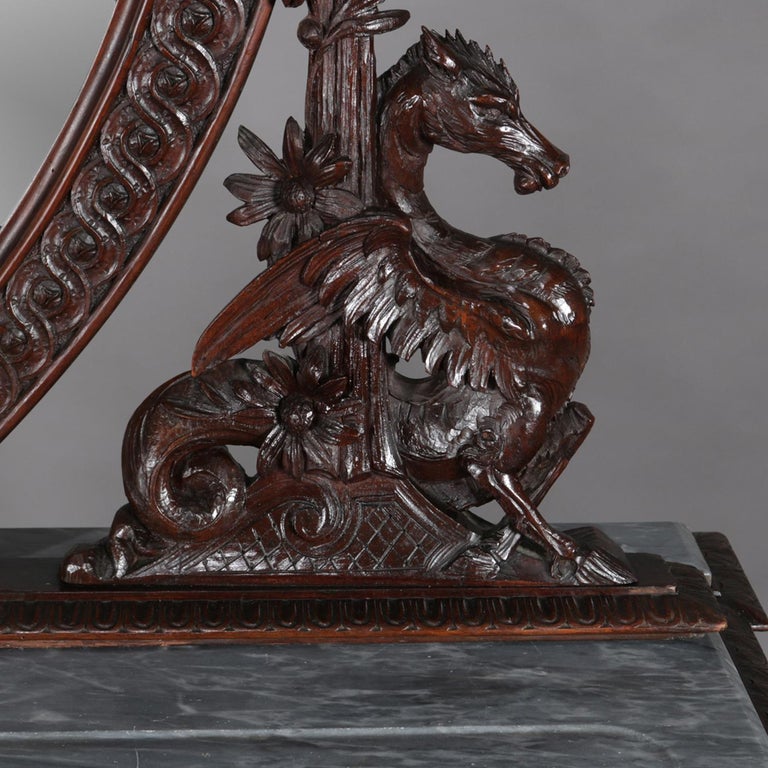 Antique Greek Revival Figural Carved Walnut Dressing Table with Mirror ...