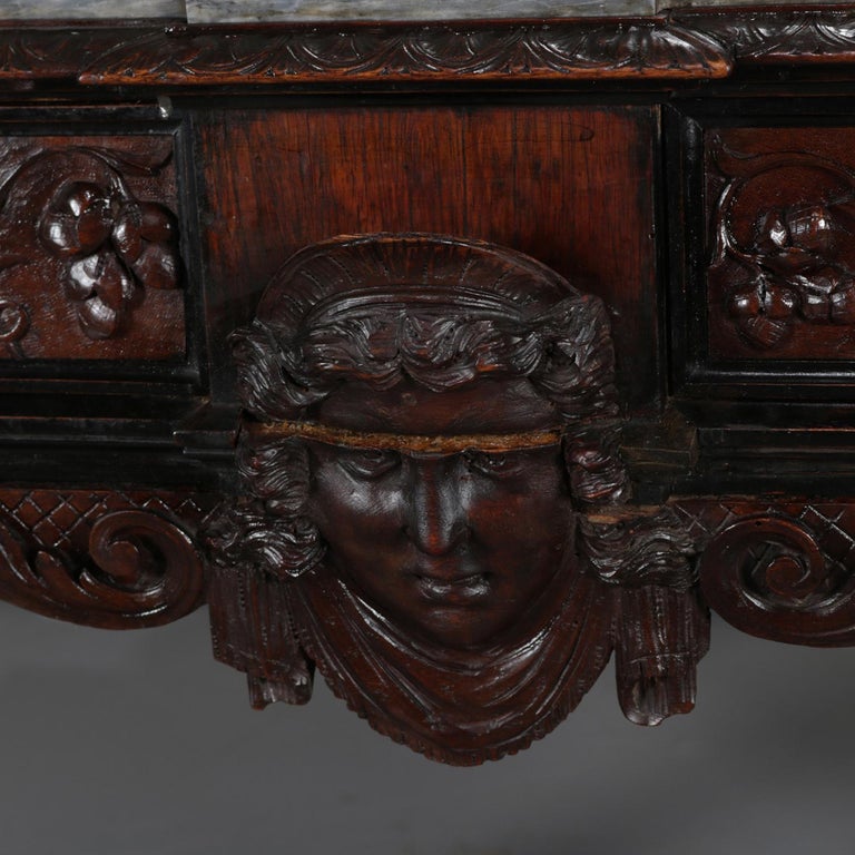 Antique Greek Revival Figural Carved Walnut Dressing Table with Mirror ...