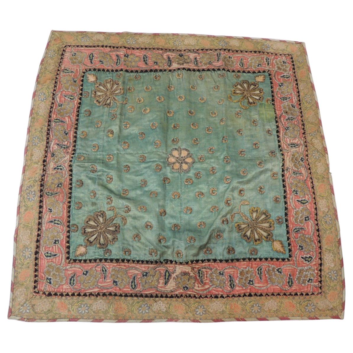 Turkish Linen Scarf with Heavy Embroidery in Silk and Metallic Floss ...