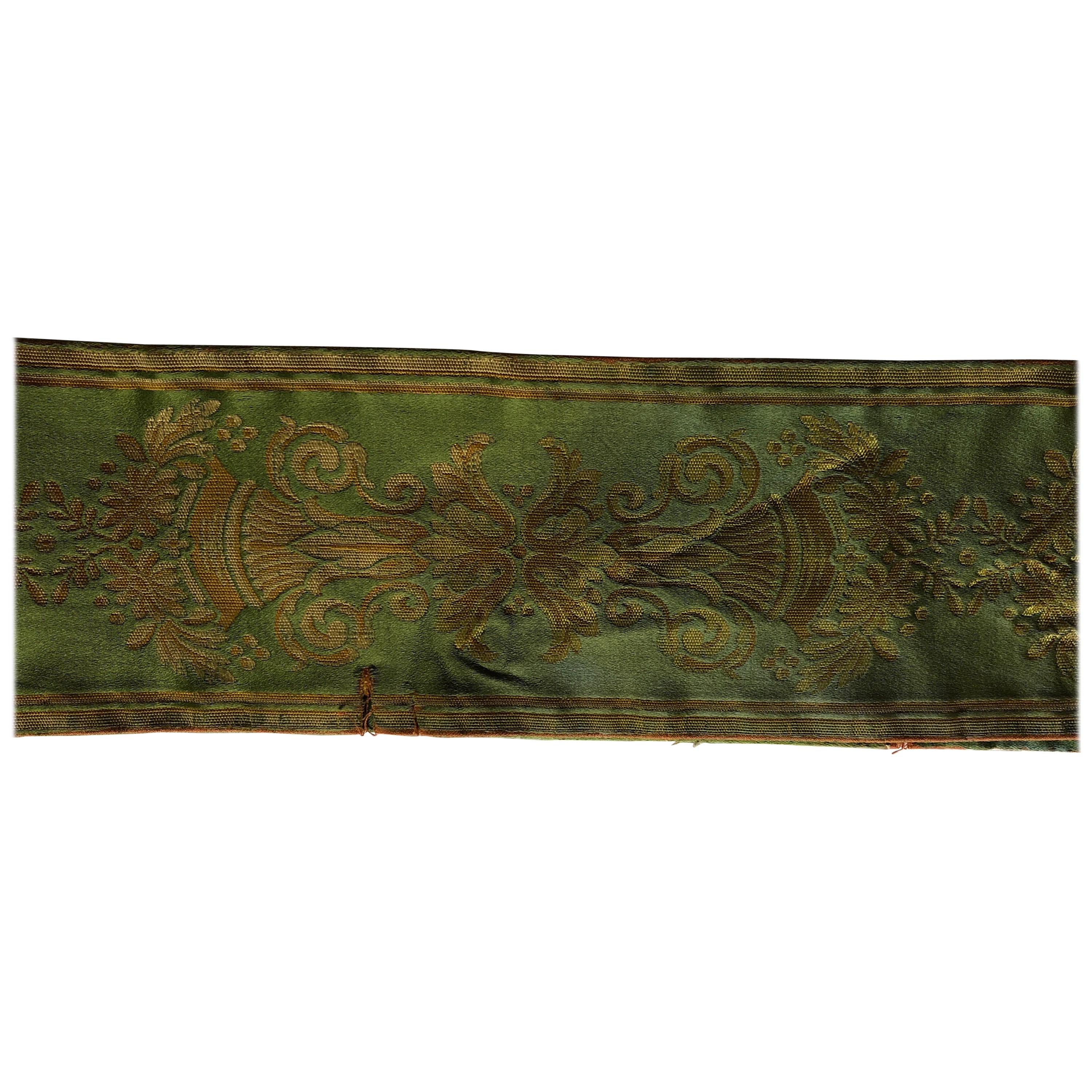 Antique Gold and Green Greek Key Pattern Woven Silk Decorative Trims at ...