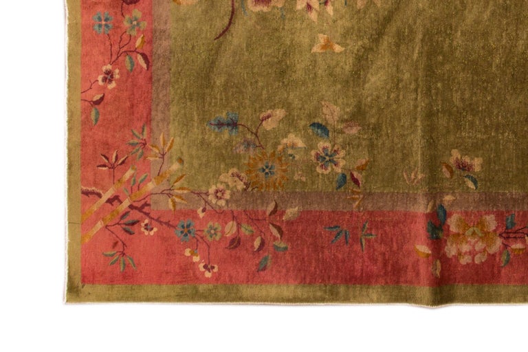 Antique Green Art Deco Chinese Wool Rug For Sale at 1stDibs | green ...