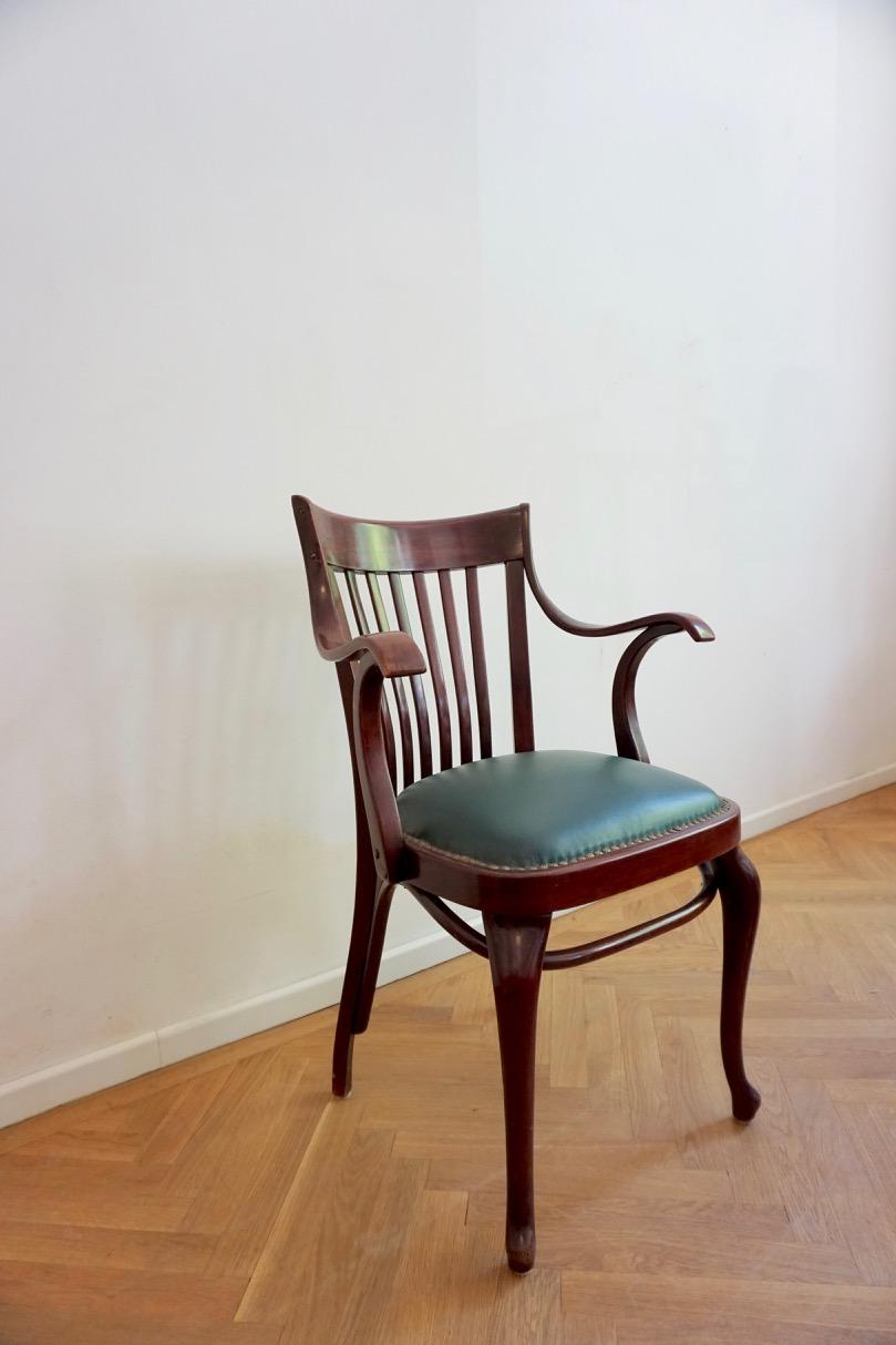 Antique Green Leather Model 519F Armchair by Adolf Loos for Thonet Wien ...