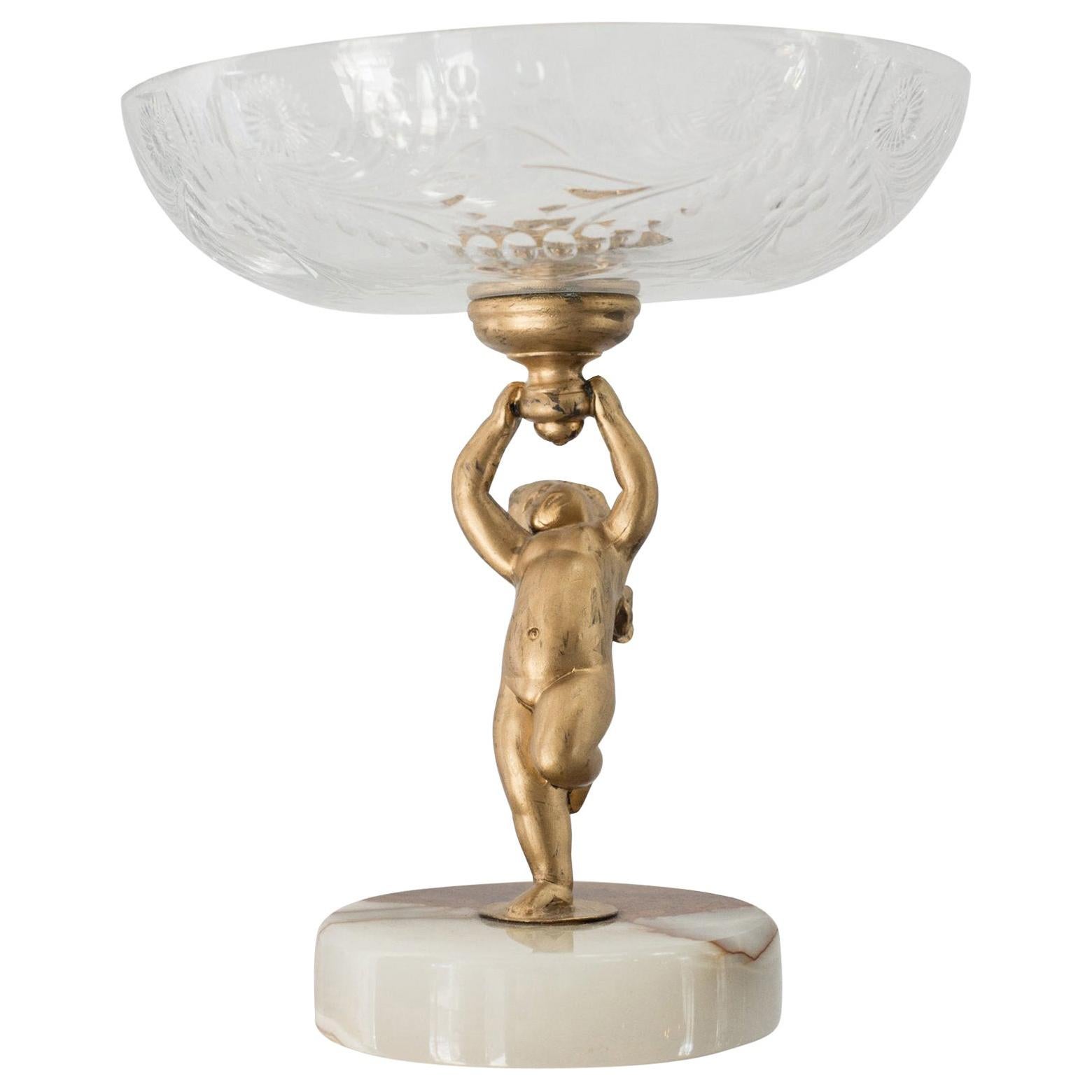 Wonderful French Gilt Bronze Cut Crystal Ormolu Pedestal Bowl Baccarat ...