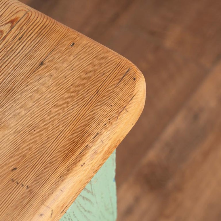 Antique Green Painted Farm Console Table With Pine Top For Sale at 1stDibs