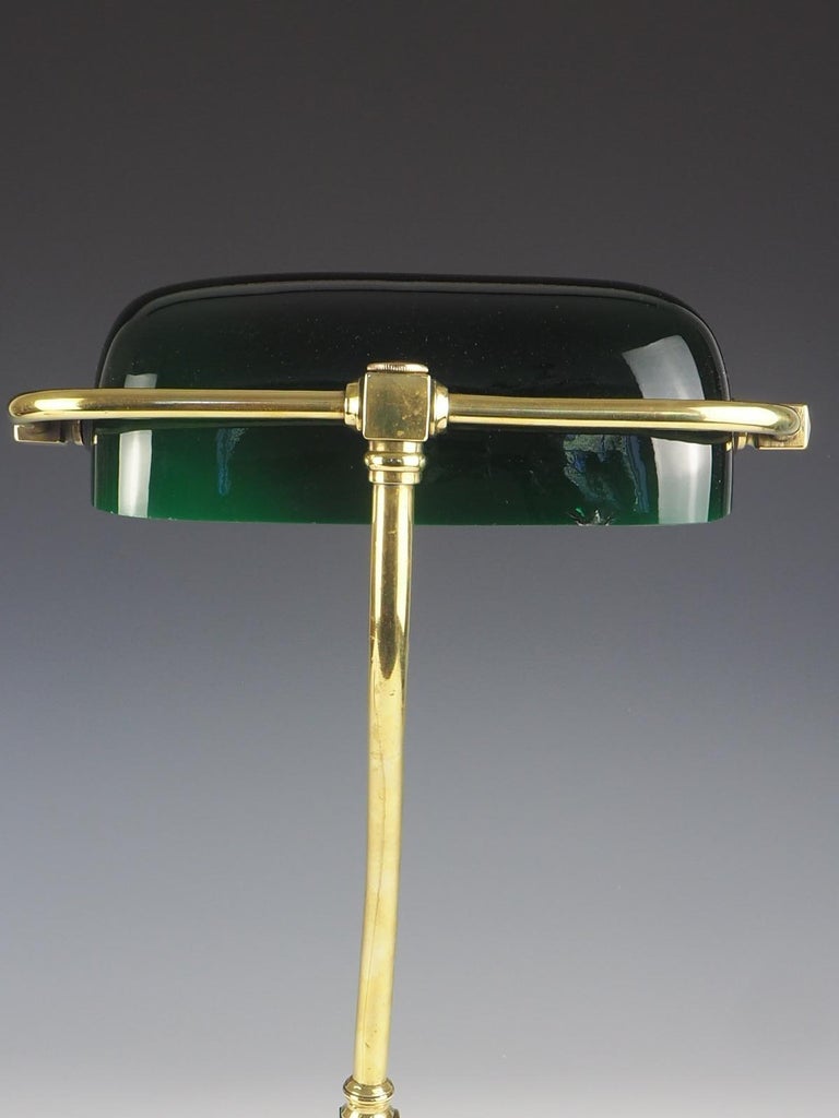 Antique Greenalite Bankers Lamp with Dark Green Glass Shade at 1stDibs