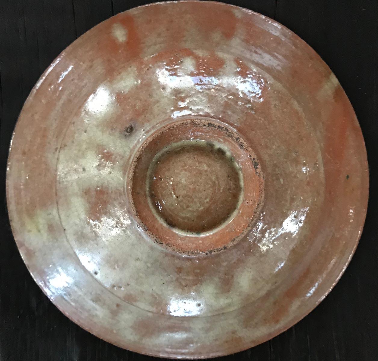 Antique Guatemalan Majolica, Green Flower with Yellow at 1stDibs