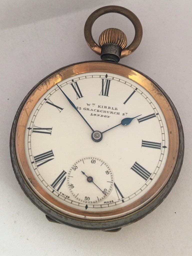 Antique Gunmetal Hand Winding Omega Lever Pocket Watch at 1stDibs