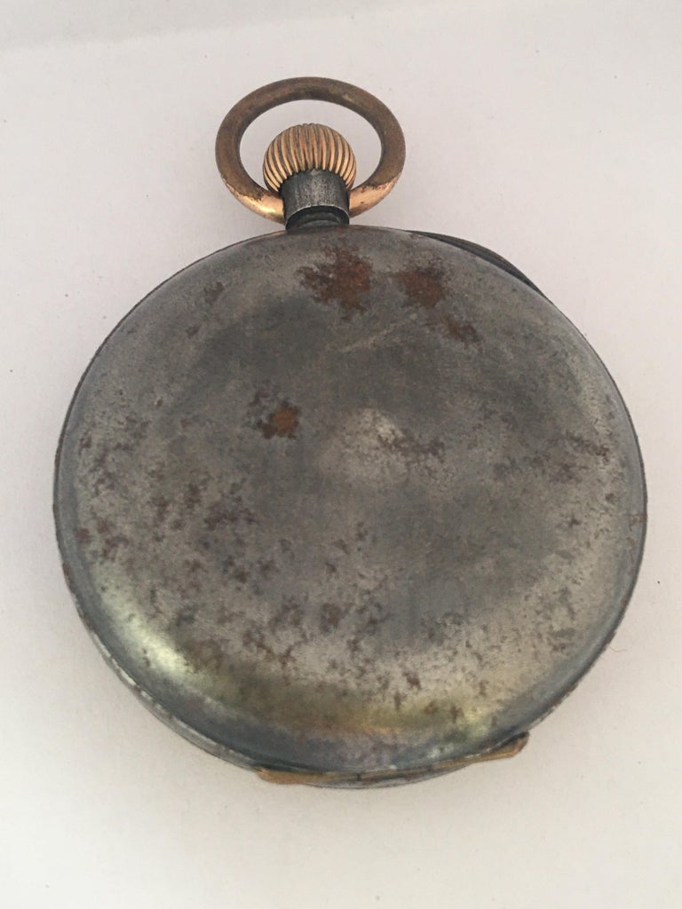 Antique Gunmetal Hand Winding Omega Lever Pocket Watch at 1stDibs