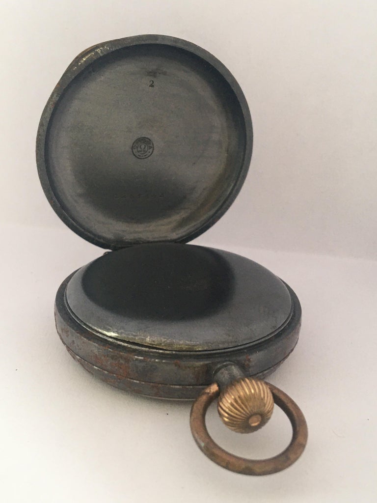 Antique Gunmetal Hand Winding Omega Lever Pocket Watch at 1stDibs