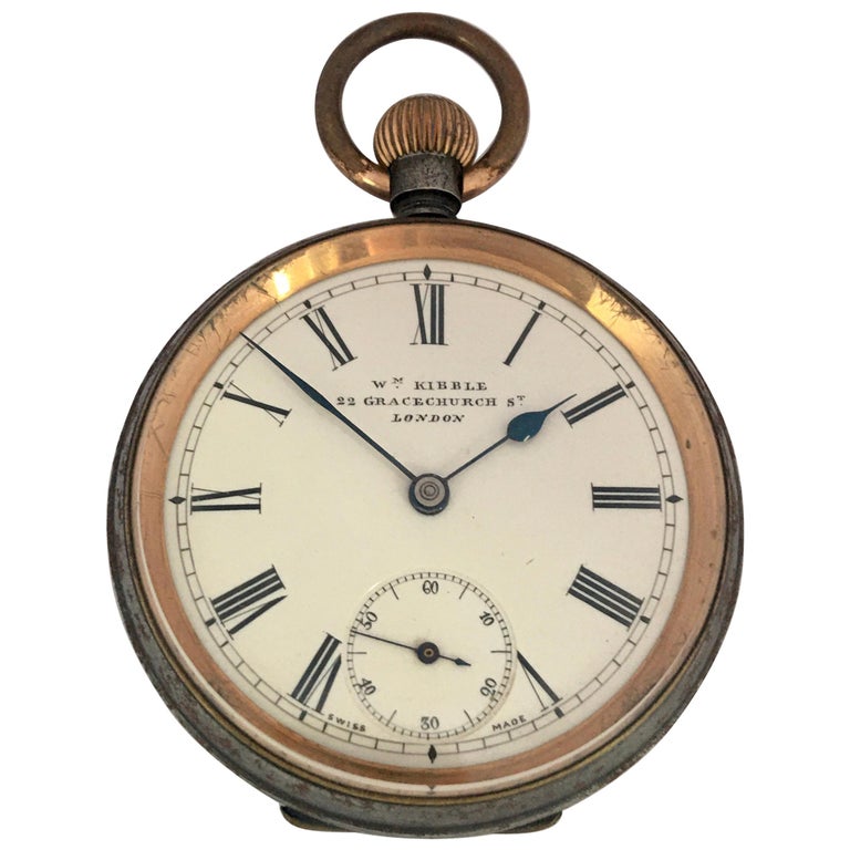 Antique Gunmetal Hand Winding Omega Lever Pocket Watch at 1stDibs