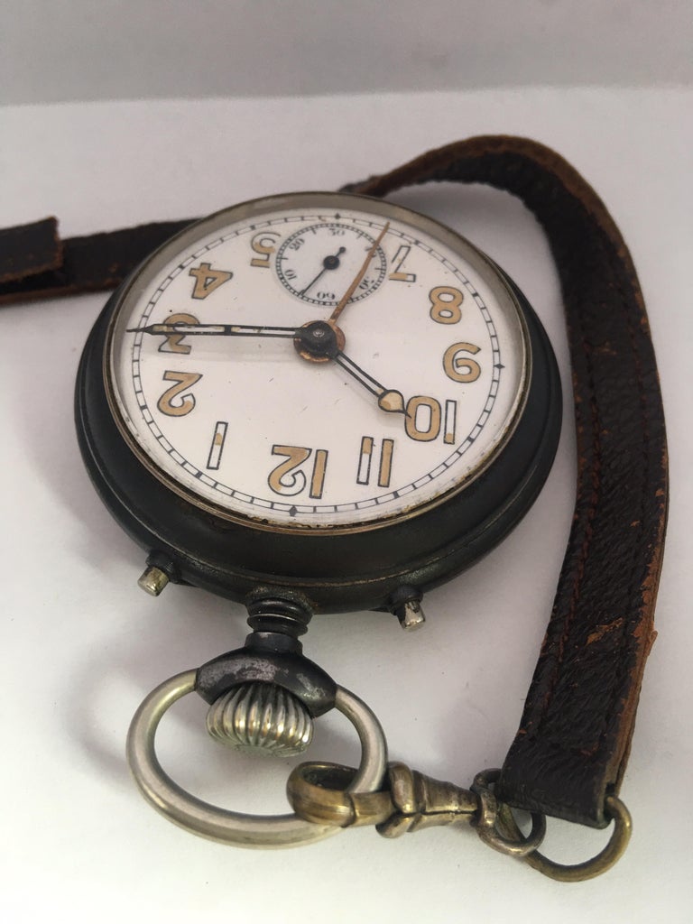 Antique Gunmetal Junghans Mechanical Travel Alarm Clock or Pocket Watch ...
