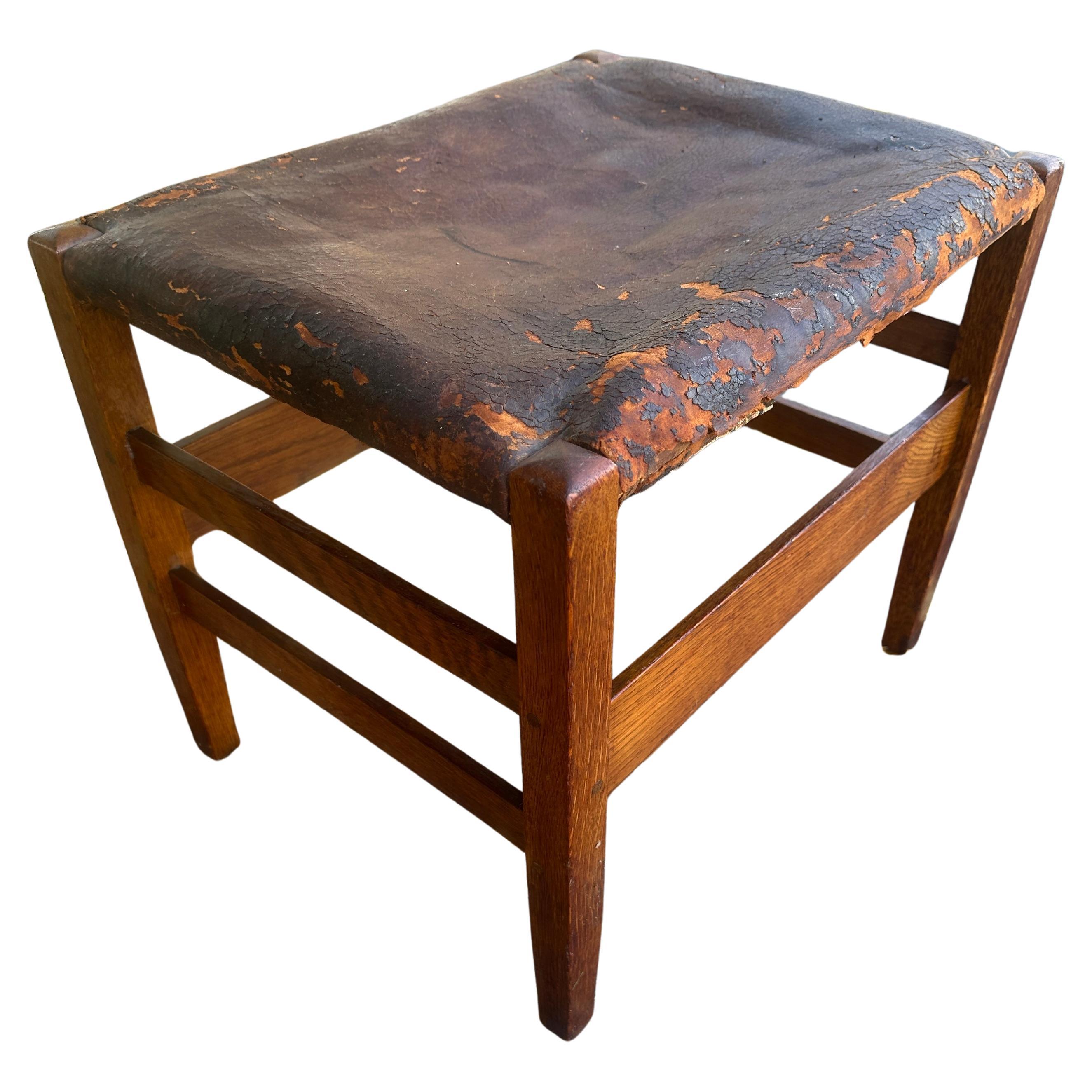 SUPERB Antique Gustav Stickley "Monk" Footstool - W8113 For Sale at 1stDibs