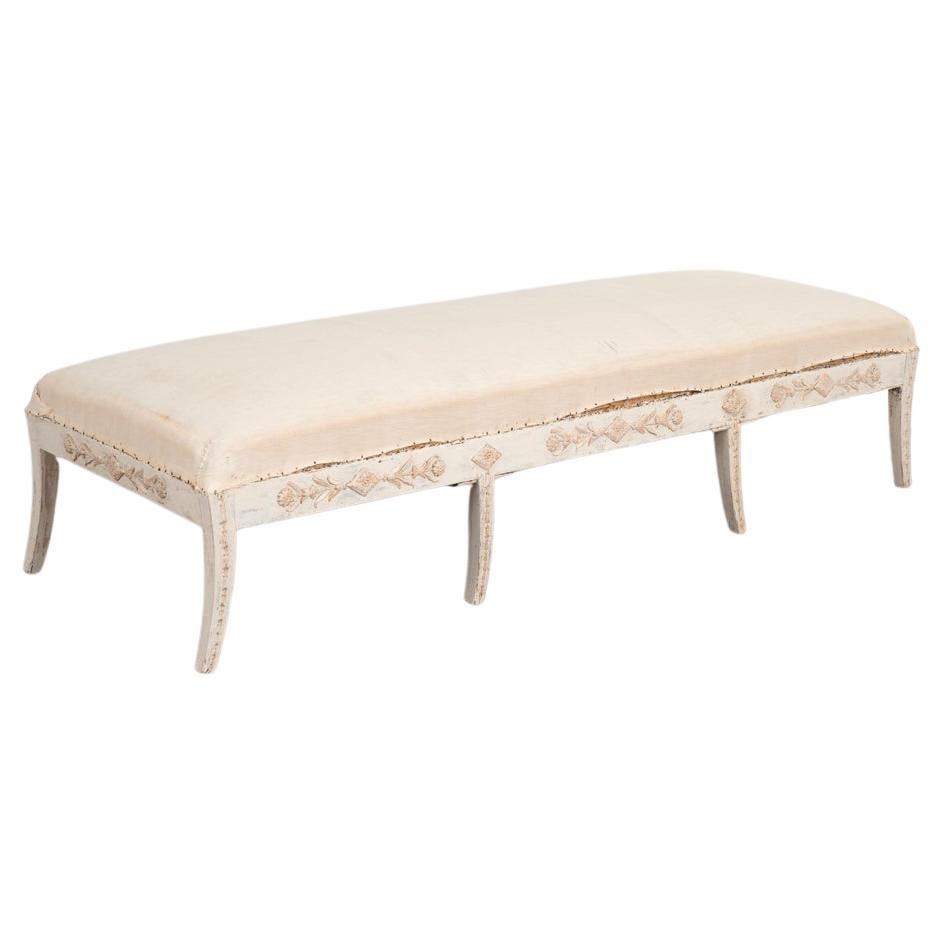 Antique Carved Painted Gustavian Style Scrolled Bench For Sale at 1stDibs