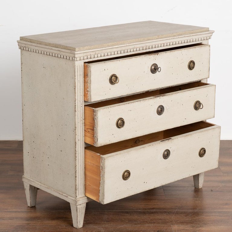 Antique Gustavian Gray Painted Chest of Three Drawers, Sweden circa ...
