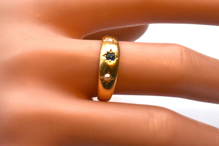 Antique Gypsy Ring, Gold, Sapphire and Pearl at 1stDibs | sapphire ...