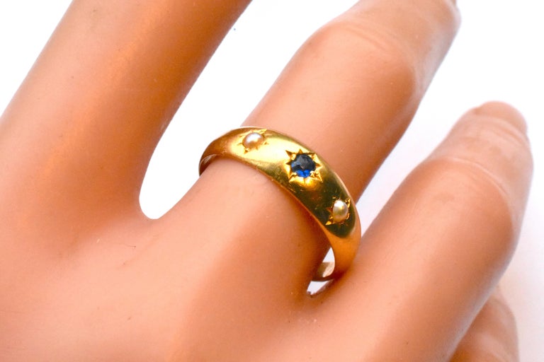 Antique Gypsy Ring, Gold, Sapphire and Pearl at 1stDibs | sapphire ...