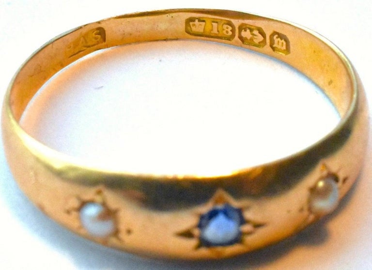 Antique Gypsy Ring, Gold, Sapphire and Pearl at 1stDibs | sapphire ...
