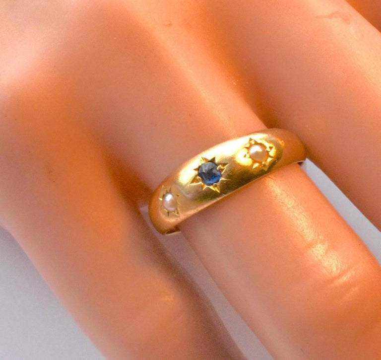 Antique Gypsy Ring, Gold, Sapphire and Pearl at 1stDibs | sapphire ...