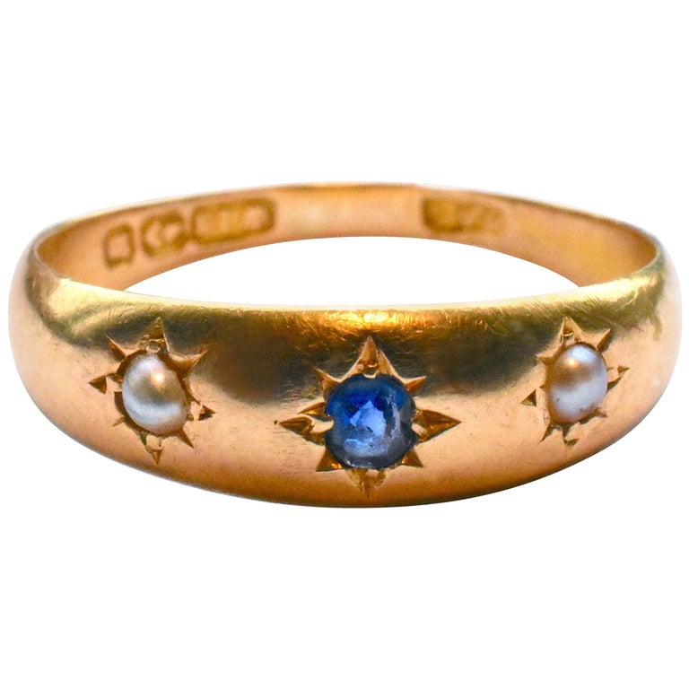Antique Gypsy Ring, Gold, Sapphire and Pearl at 1stDibs | sapphire ...