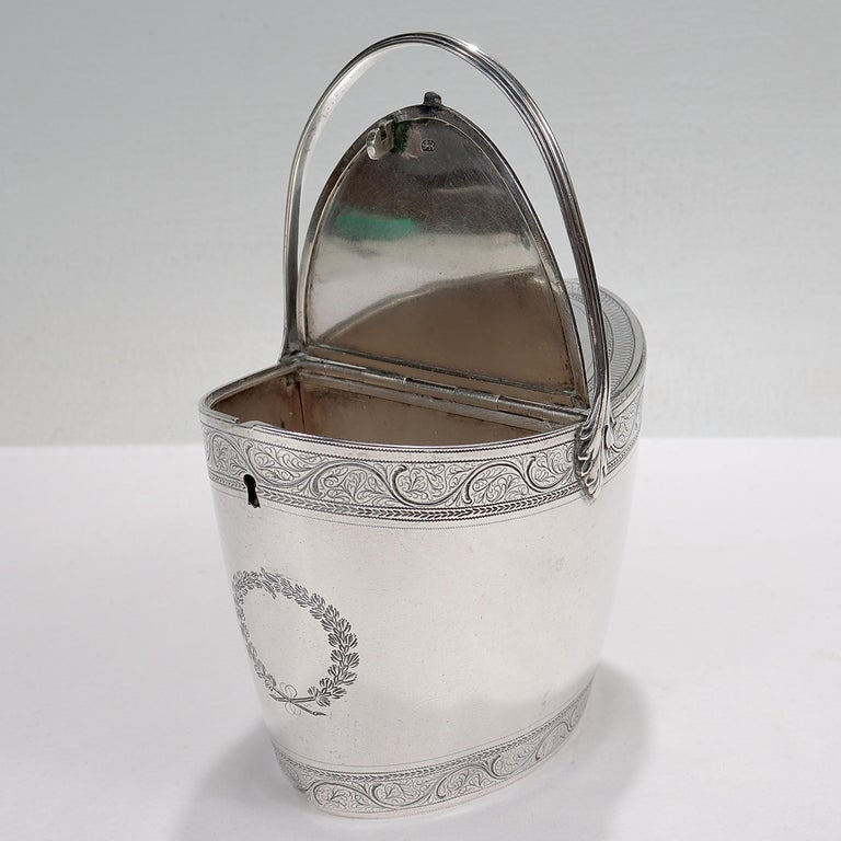 Antique H Chawmer 18th C English Georgian Sterling Silver Double-Sided Tea Caddy For Sale at 1stDibs