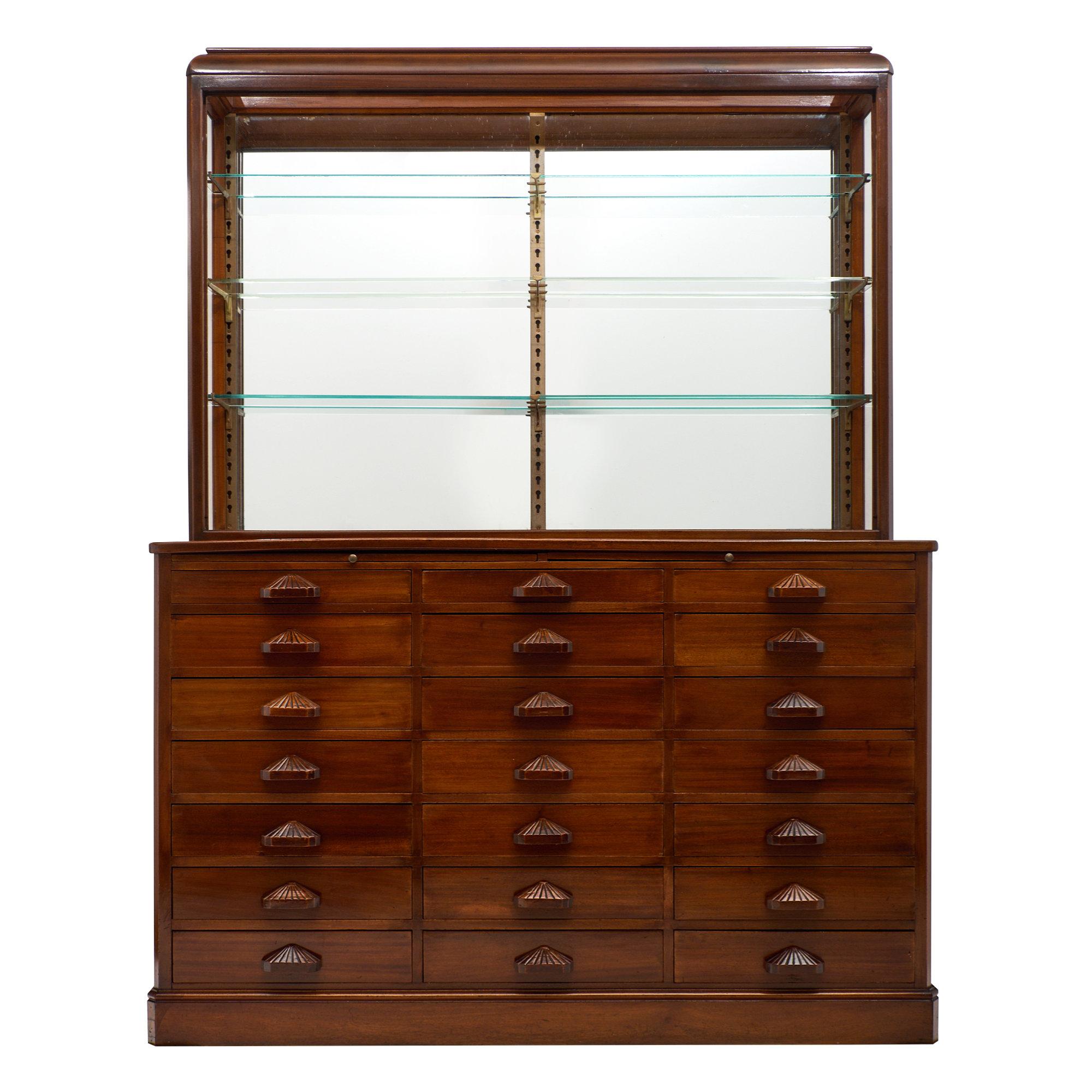 Antique Haberdashery Cabinet with Display Case at 1stDibs