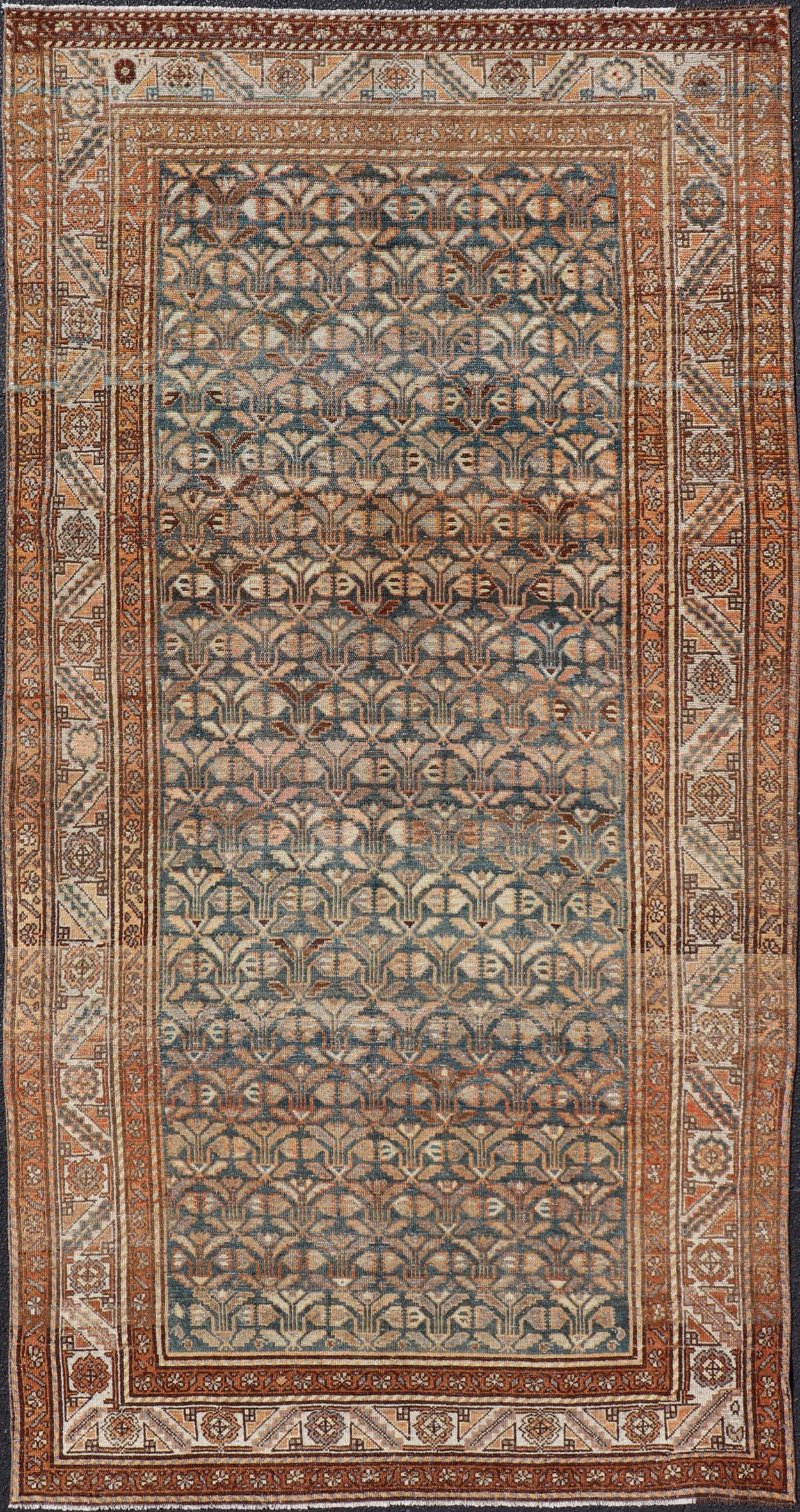 Wool Handknotted Antique Persian Gallery Bakhitari Rug in All-Over ...
