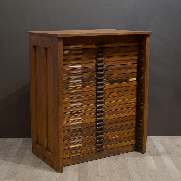 Antique Hamilton Industrial Typesetter's 24 Drawer Cabinet, c.1920-1930 ...