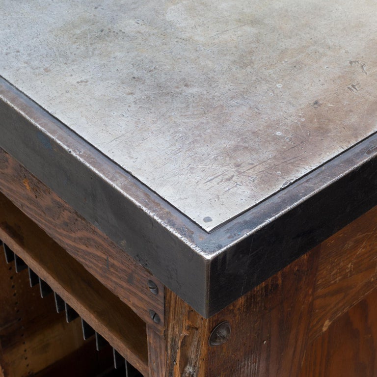 Antique Hamilton Industrial Wood and Iron Printer's Typeset Workbench circa 1920 at 1stDibs