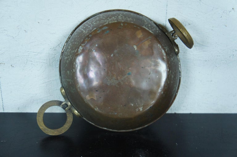Antique Hammered Copper Candy Kettle Apple Butter Pan Brass Handles ...