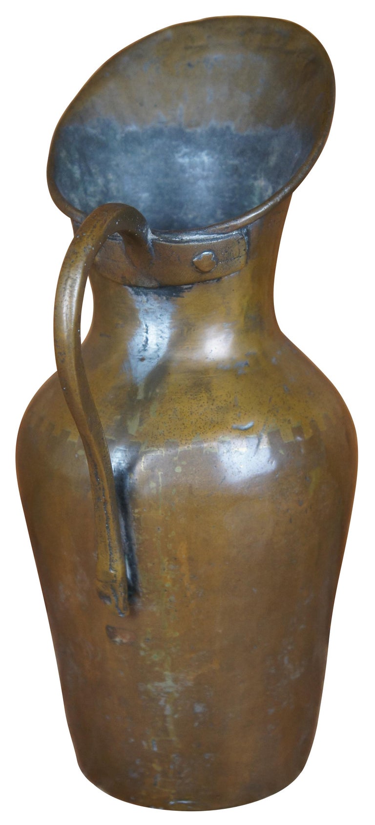 Antique Hammered Dovetailed Copper Ewer Wine Water Can Pitcher Jug For ...