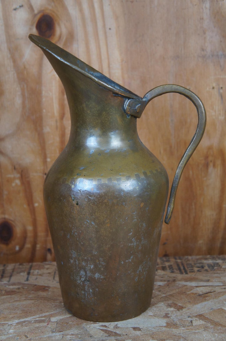 Antique Hammered Dovetailed Copper Ewer Wine Water Can Pitcher Jug For ...