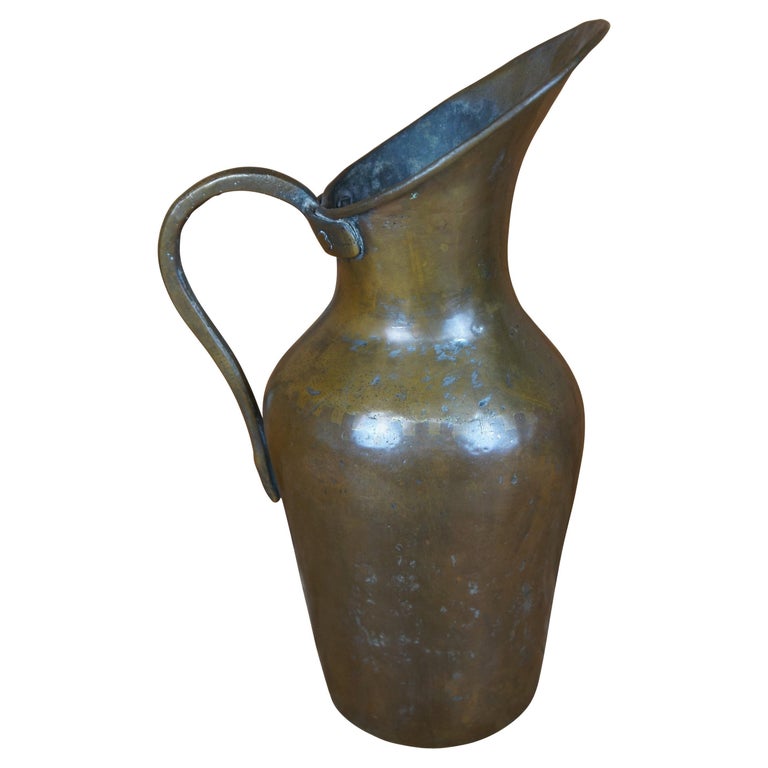 Antique Hammered Dovetailed Copper Ewer Wine Water Can Pitcher Jug For ...
