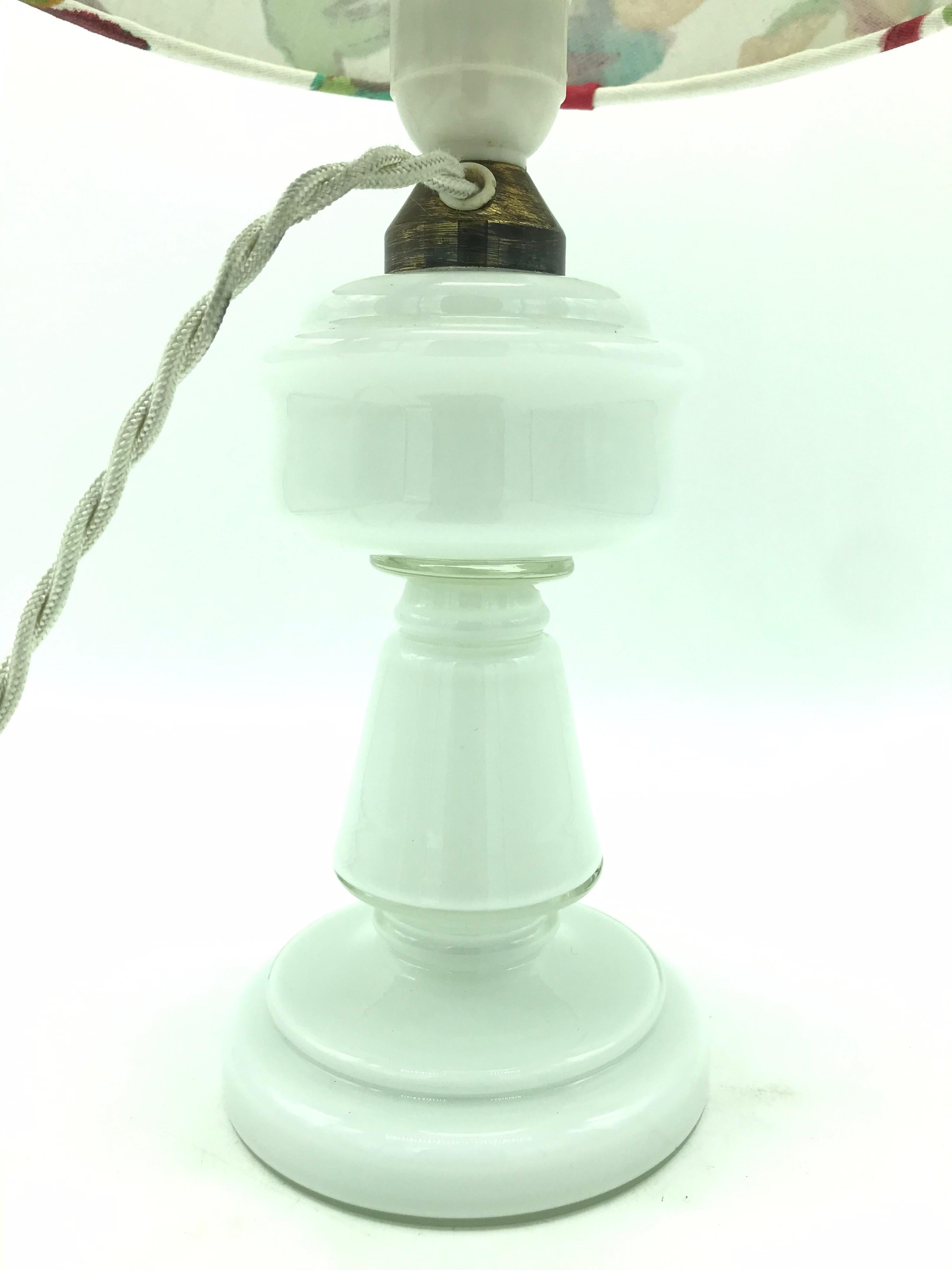 Antique Hand Blown Electrified Oil Lamp For Sale at 1stDibs