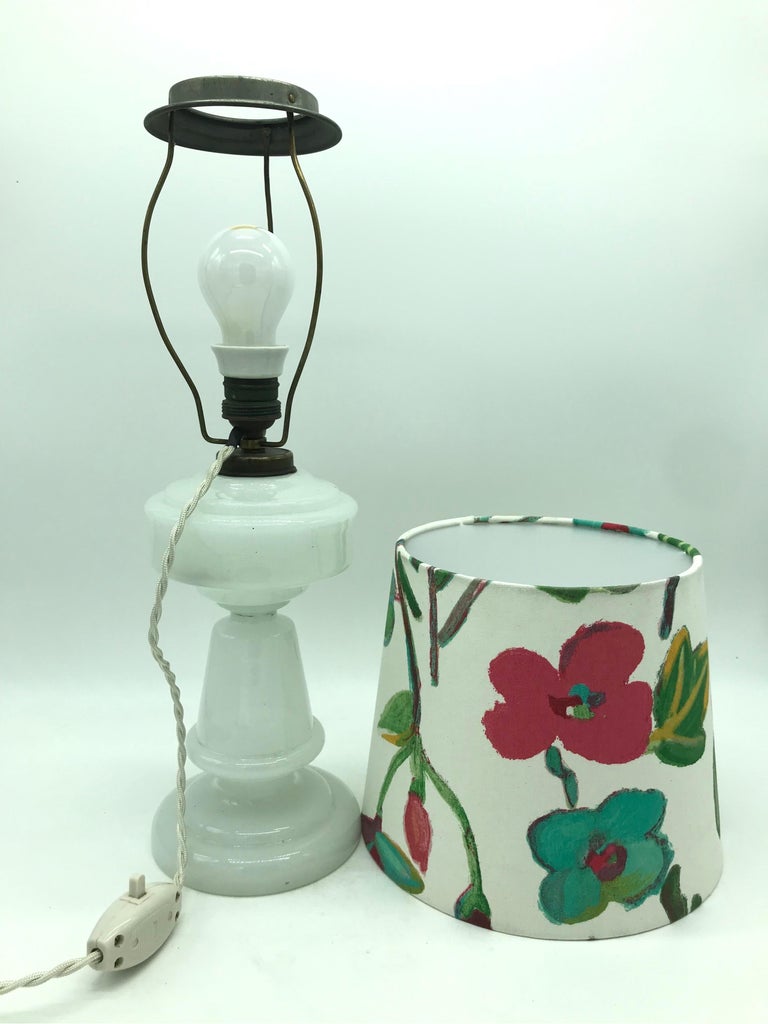 Antique Hand Blown Electrified Oil Lamp For Sale at 1stDibs