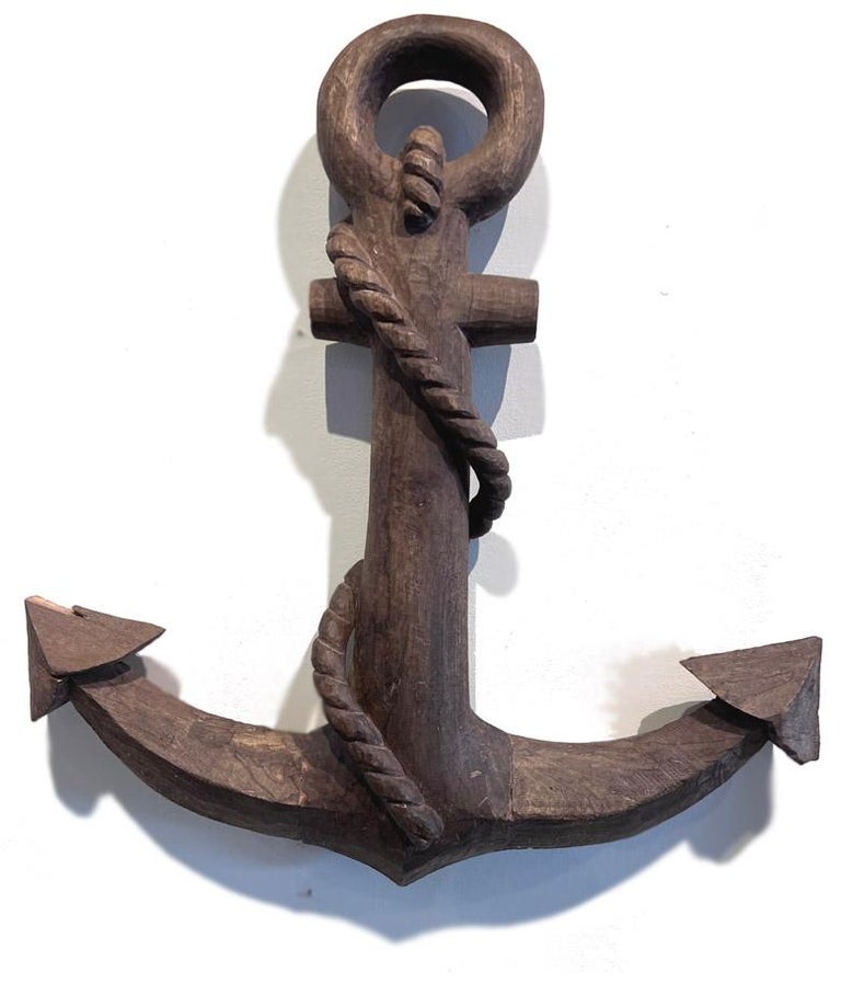 Antique Hand Carved Anchor For Sale at 1stDibs