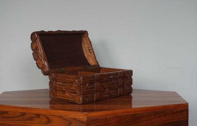 Antique Hand Carved Black Forest Wooden Chest or Trunk Shape Jewelry ...