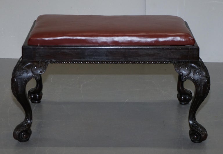 Antique Hand Carved English Georgian Claw and Ball Feet Footstool Brown ...