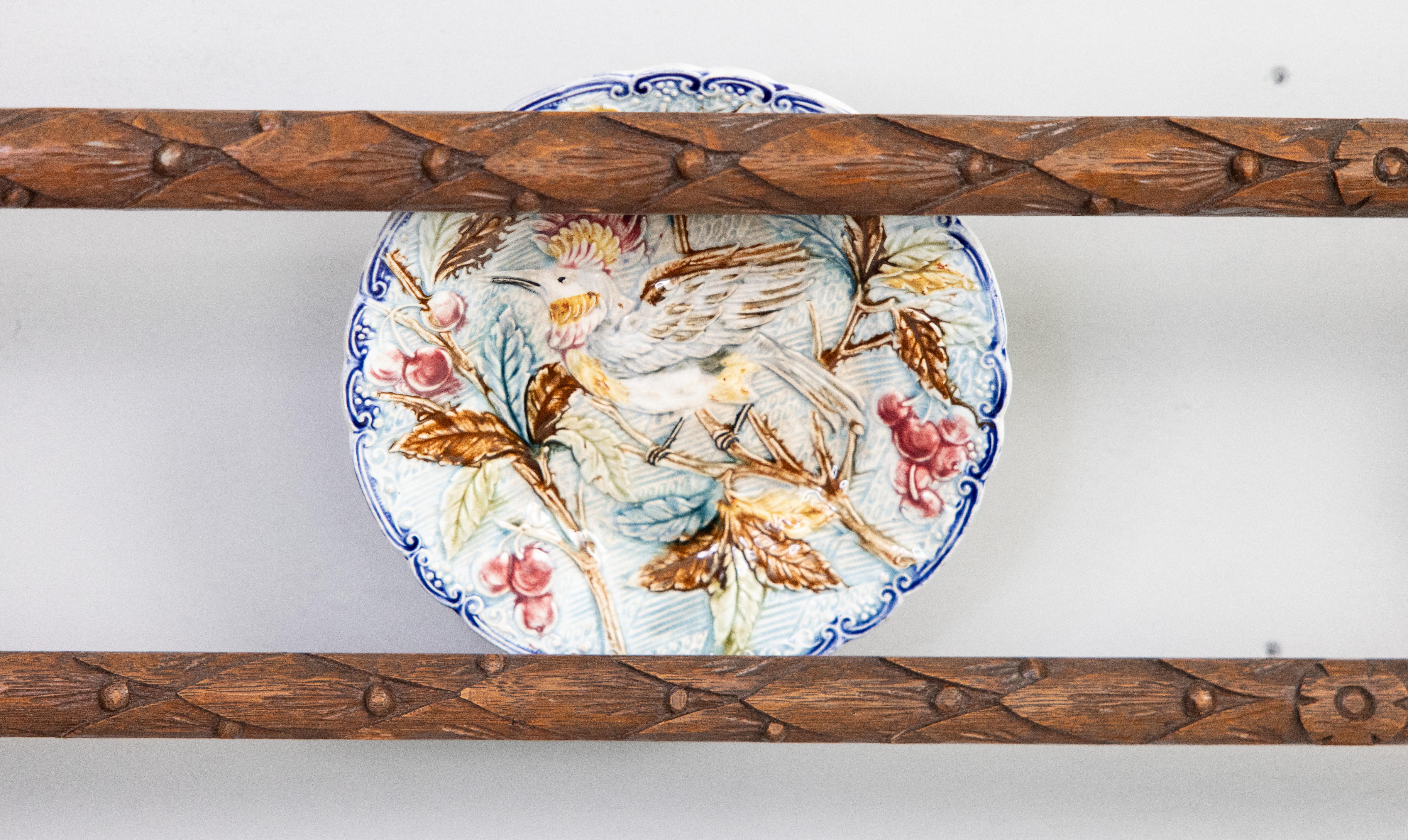 Antique Hand-Carved English Oak Plate Rack For Sale at 1stDibs
