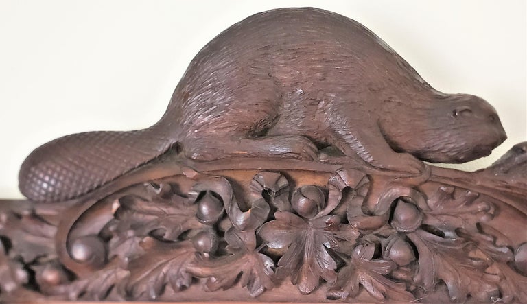 Antique Hand-Carved Folk Art Picture or Mirror Frame with Beaver and ...