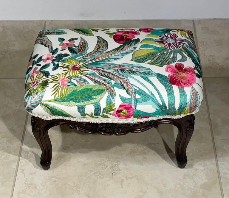 Antique Hand Carved Foot Stool For Sale at 1stDibs