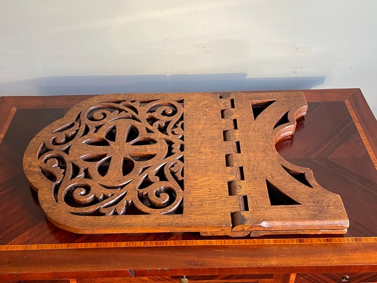 Antique Hand Carved and Gilt Oak Gothic Revival Bible Stand with ...