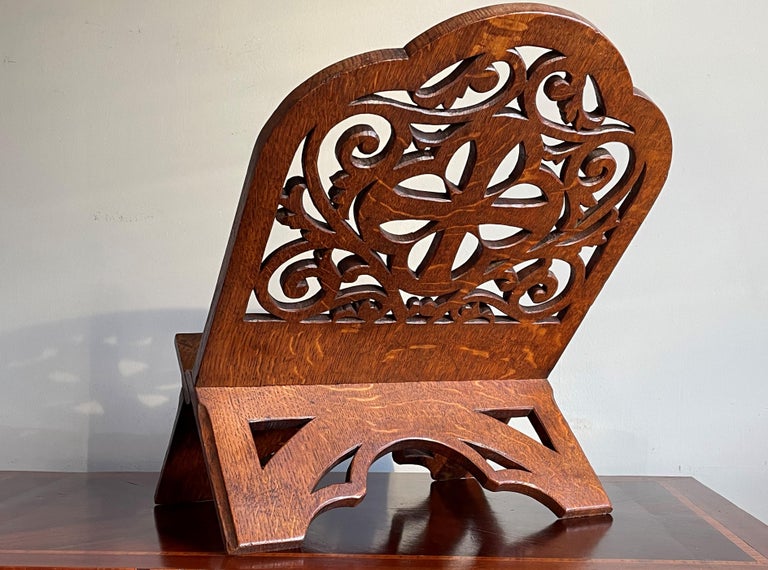 Antique Hand Carved and Gilt Oak Gothic Revival Bible Stand with ...