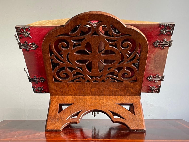 Antique Hand Carved and Gilt Oak Gothic Revival Bible Stand with ...