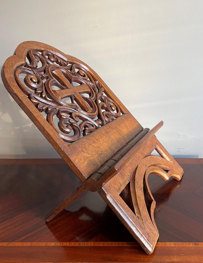 Antique Hand Carved and Gilt Oak Gothic Revival Bible Stand with ...
