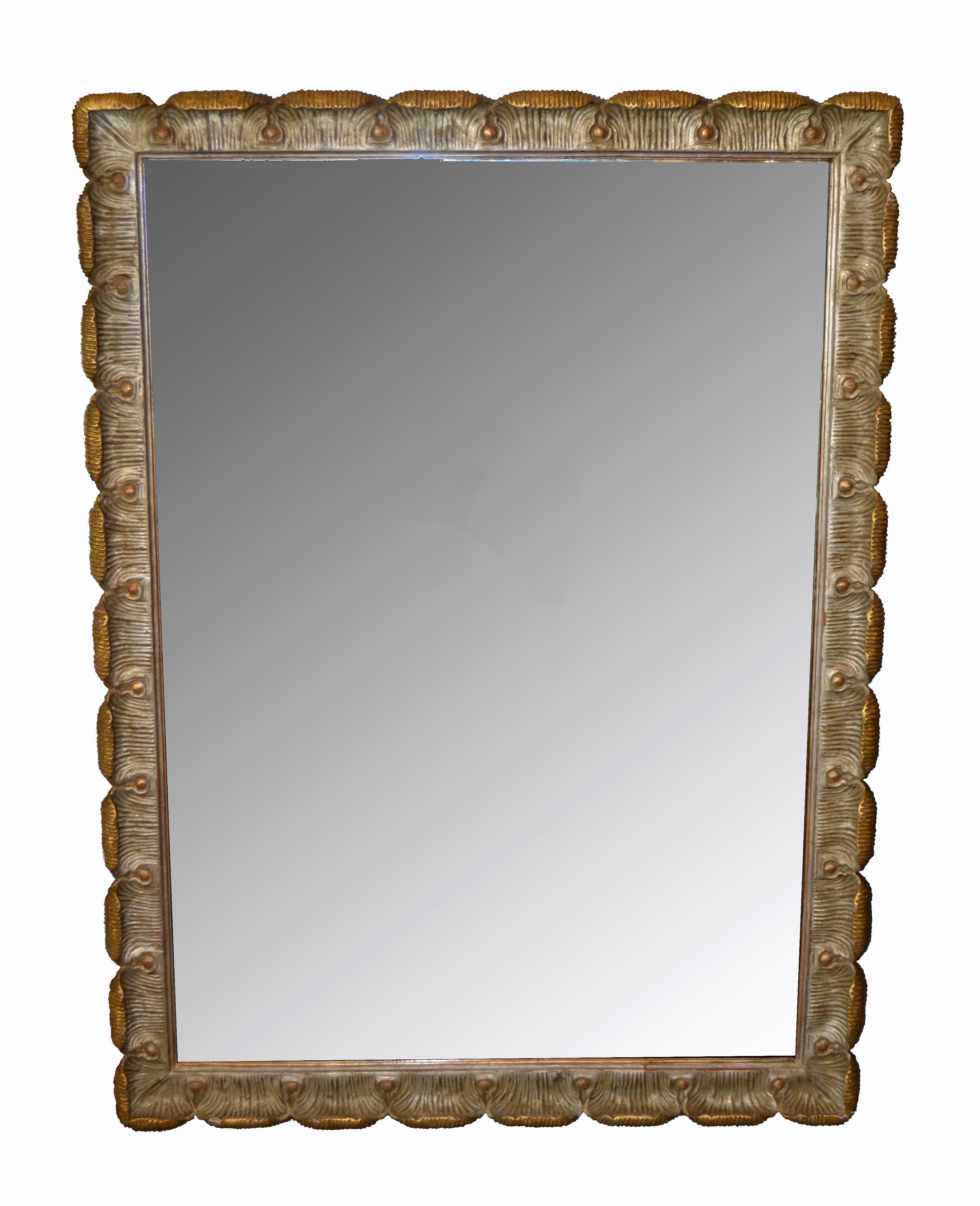Antique Hand Carved Giltwood Scalloped Wall Mirror Florence, Italy For ...