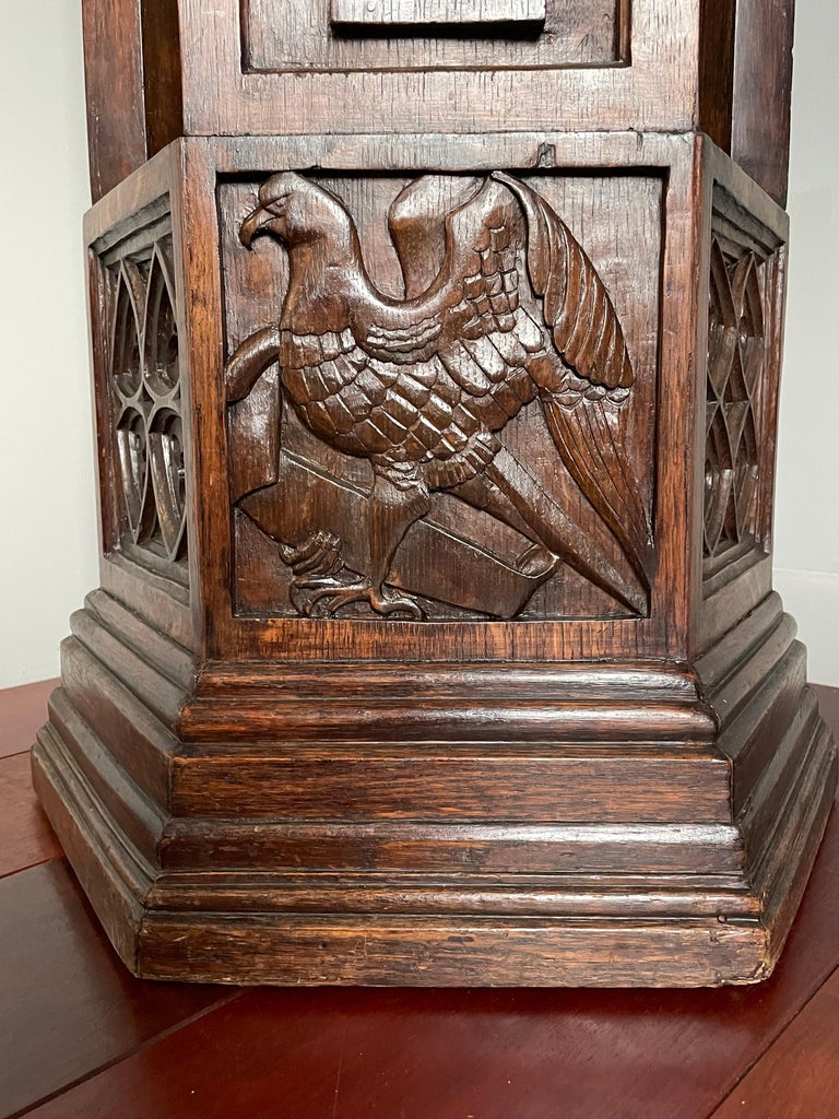 Antique Hand Carved Gothic Column Stand with Saint Luke, Mark and John ...