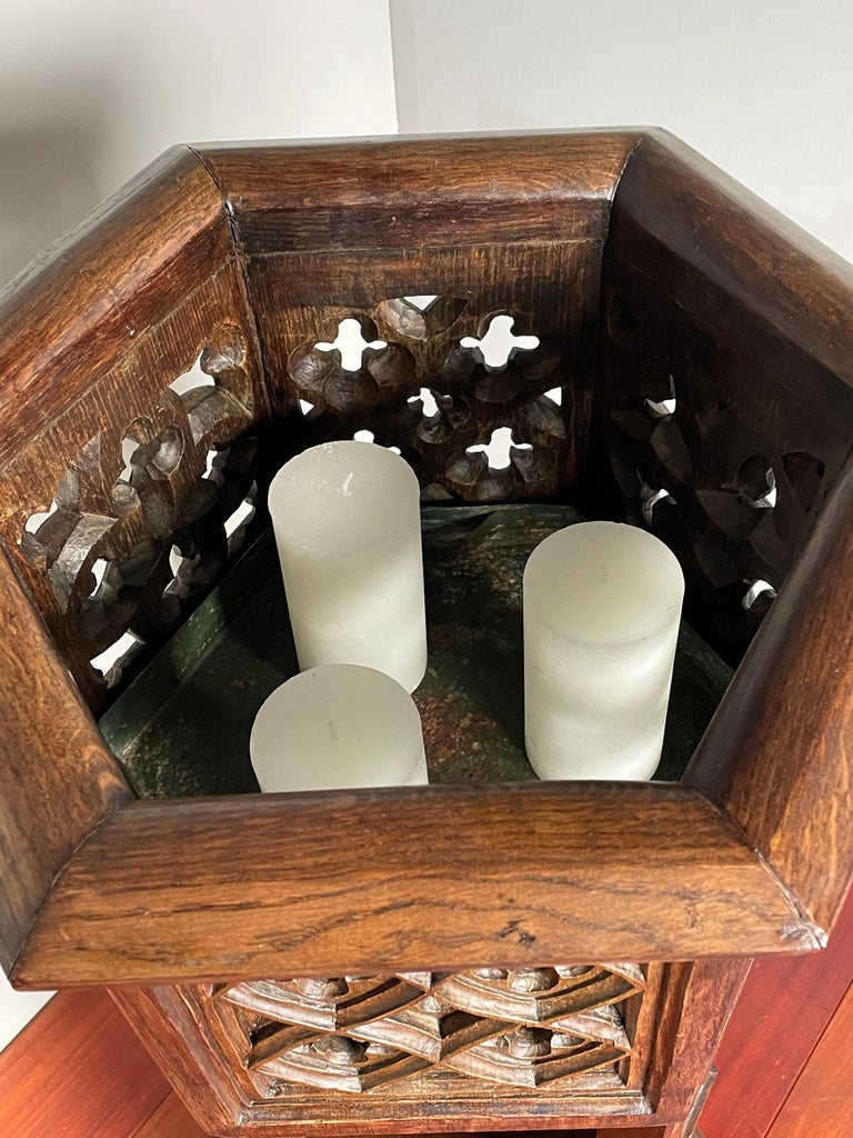 Antique Hand Carved Gothic Column Stand with Saint Luke, Mark and John ...